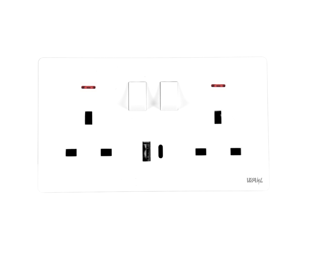 SWITCH SOCKET 2G 13A + NEON WITH USB TYPE A & C FAST CHARGER (Arora ...