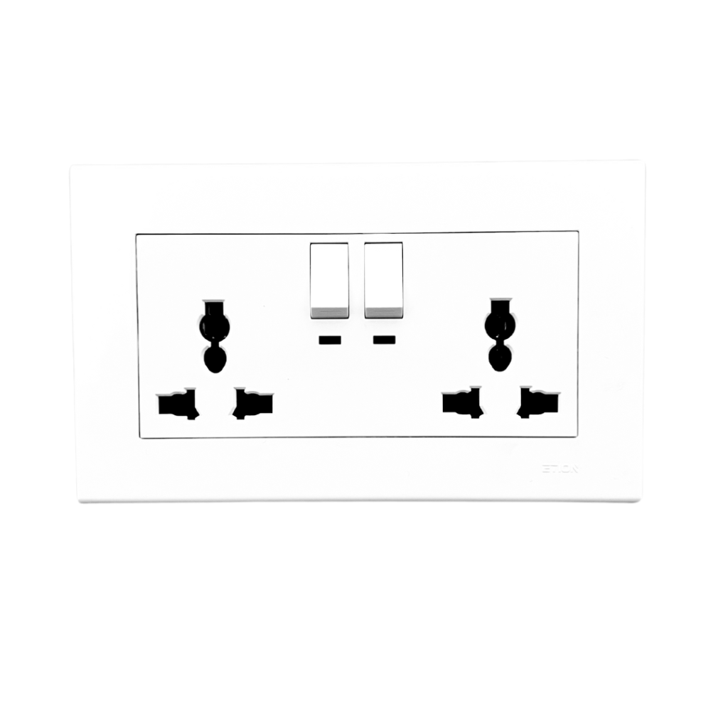 SWITCH SOCKET 2G UNIVERSAL WITH NEON - Numelec